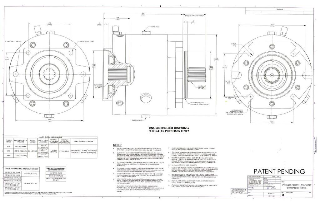 Clutch SAE 'C' SPLINE INPUT, 320 PSI hydraulisk styrt - Egil Eng