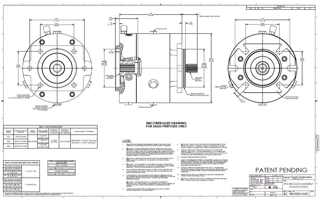 Clutch SAE 'B' SPLINE INPUT, 320 PSI hydraulisk styrt - Egil Eng