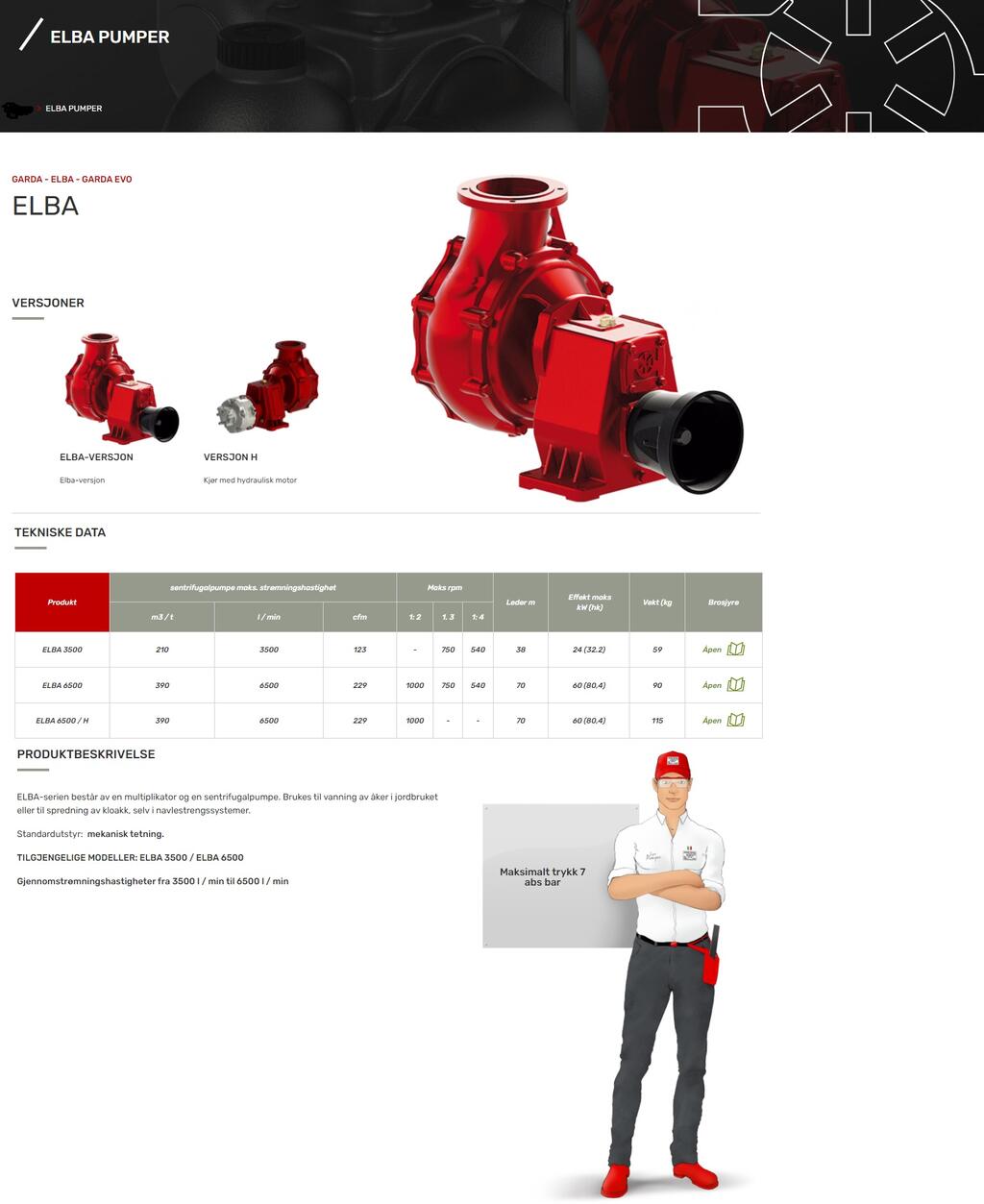 ELBA 6500 sentrifugal gjødselpumpe 6500L for PTO drift - Egil Eng